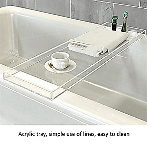 YOGANHJAT Bathtub Tray Caddy Acrylic Bath Tray, Anti-Slip Wine Glass Book Holder Bath Tub Table Caddy for Home Bathrooms Organizer Shelf Luxury Most Baths,White,82x20cm