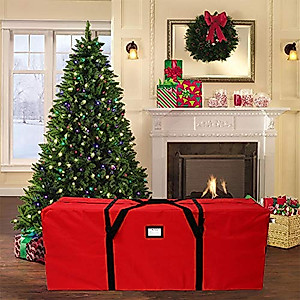AerWo Christmas Tree Storage Bag Extra Large Christmas Storage Containers, Fits Up to 7.5 Ft Artificial Trees Heavy Duty 600D Oxford Xmas Holiday Tree Bag with Dual Zipper (50” X 20” X 15”)