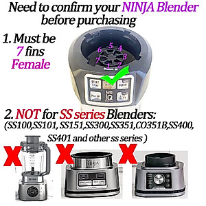 [New Model] Replacement 7 Fins Male Blade&32oz Blender Cup Compatible For Nutri Ninja Blender [4 Inch Male 7 Fins Blade]
