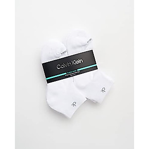 Calvin Klein Women's Athletic Sock - Cushion Quarter Cut Ankle Socks (6 Pack), Size 4-10, White