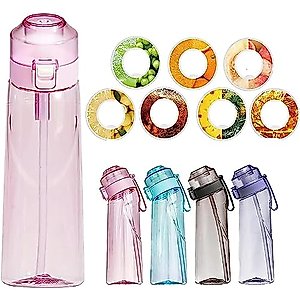 MQB Sports Air Water Bottle, 650ml Starter up Set Drinking Bottles with 7 Fruit Flavour Pods Scented For Flavouring 0 Calorie, 0 Sugar Water Cup, for Gym and Outdoor Gifts (Pink)