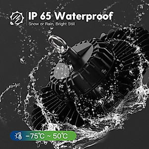 FREELICHT LED High Bay Light, 150W 21000LM Waterproof Commercial Light Fixture with Safety Cable, 1-10V Dimmable UFO High Bay Shop Light for Garage, Warehouse, Workshop