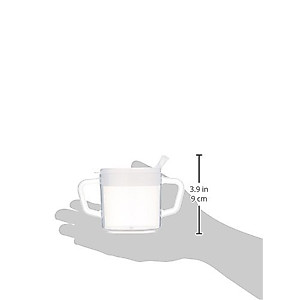 Sammons Preston Independence Two-Handled Cup, For Hot or Cold Beverages, Translucent Polypropylene with Two Lids, BPA Free Mug, 8 Ounces