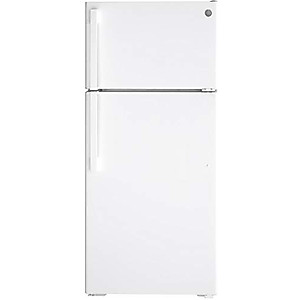 GTE17DTNRWW 28" Energy Star Qualified Top Freezer Refrigerator with 16.63 cu. ft. Capacity; LED Lighting; Adjustable Wire Shelves and Upfront Temperature Controls in White