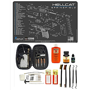 EDOG Range Warrior 27 Pc Gun Cleaning Kit - Compatible with Springfield Armory Hellcat - Schematic (Exploded View) Mat, Range Warrior Universal .22 9mm - .45 Kit & Tac Book Accessories Set
