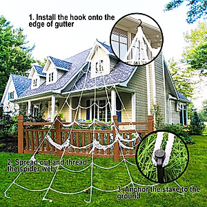 Halloween Giant Spider Decorations, 200" Spider Web Outdoor Halloween Decorations + 59" Giant Fake Spider for Indoor Home Costumes Party Haunted House Garden Ghost Halloween Yard Decor