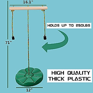 Swing for Kids Disc Swing Tree Swing Set Accessories Rope Swing Adjustable Swing Set with Monkey Bars 1 Carabiner 2 Added Hanging Straps, 3 in 1 Heavy Duty Swingset for Zipline Outdoor Backyard