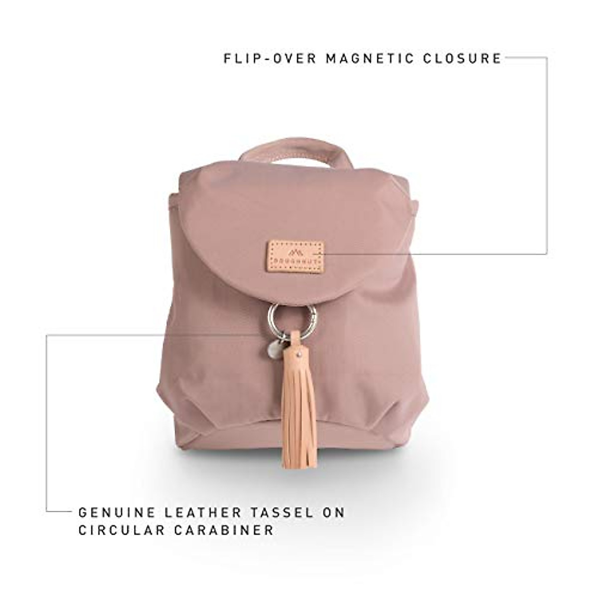 Doughnut Florence 3L Travel School Outdoor College Girls Tassel Lightweight Casual Small Daypack Mini Backpack (Light Pink)