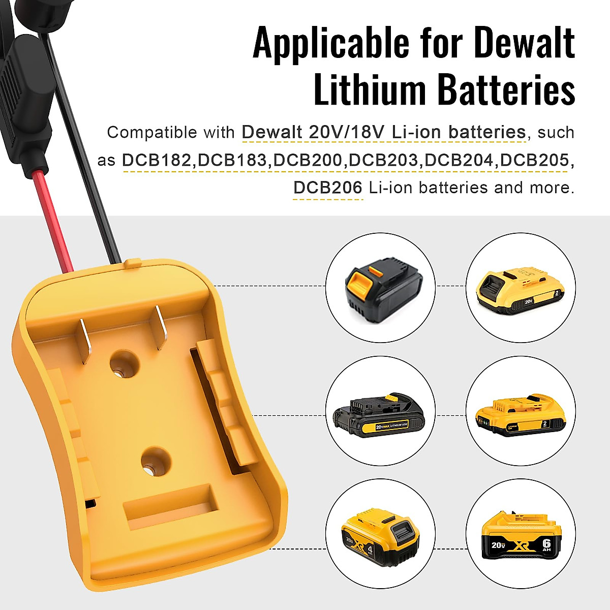 2 Packs Power Wheels Adapter for Dewalt 20V Battery, Power Wheels Battery Converter Kit with Fuse & Switch & Wire Terminals & 12 AWG Wire for DIY RC Car Toys Robotics