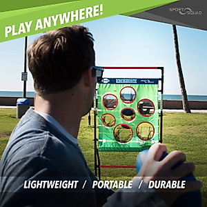 Sport Squad Endzone Challenge 2-in-1 Football and Flying Disc Toss - Backyard and Lawn Game for Indoor and Outdoor Use - Practice your Throwing Skills with this Football Target Carnival Game