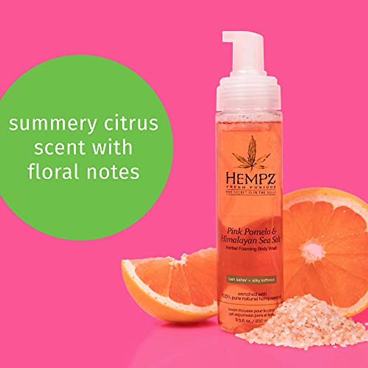 Hempz Pink Pomelo & Himalayan Sea Salt Herbal Foaming Body Wash 8.5 oz.