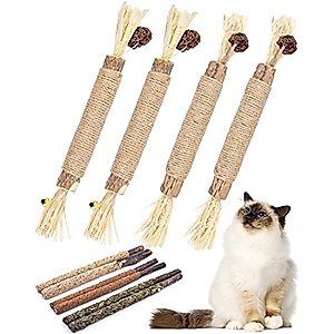 Silvervine Sticks for Cats, TINDTOP 10 Pack Natural Catnip Chew Toys for Kittens Teeth Cleaning, Matatabi Dental Care, Increase Appetite, Calm Cat Anxiety and Stress, Aggressive Chewers Cat Dental Toy