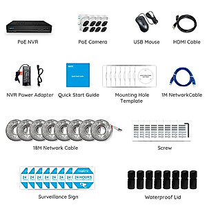 Reolink 4K 16CH PoE Video Surveillance Camera System, H.265 8pcs 8MP PoE IP Security Cameras Outdoor with a 8MP 16-Channel NVR, 3TB HDD pre-Installed, RLK16-820D8-A (Renewed)