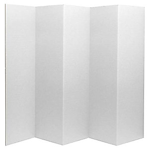 6 ft. Tall White Cardboard Privacy Screen Room Divider - 5 Panel