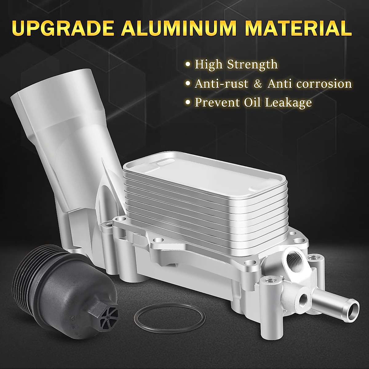 Upgraded Aluminum Engine Oil Filter Housing with Oil Cooler Sensors and Gaskets Compatible with Dodge Charger Challenger Journey, Jeep Wrangler, Ram 1500 2500 3500, Chrysler 200 300 3.6L V6