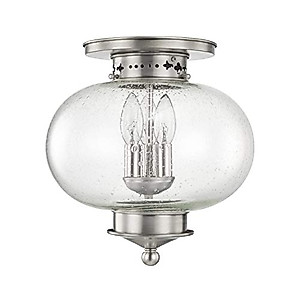 Livex Lighting 5037-91 Harbor 3-Light Ceiling Mount, Brushed Nickel