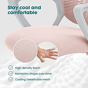 Office Chair Mid Back Desk Chair Ergonomic Mesh Computer Gaming Chair with Larger Seat, Executive Height Adjustable Swivel Task Chair with Lumbar Support Armrest for Women Adults