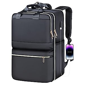 ZMMMA Laptop Backpack for Women, Women Laptop Bag 15.6 inch, Travel Laptop Backpack Purse Anti-theft with USB Port, Stylish Womens Backpack for Business Work Travel College School Bookbag, Black