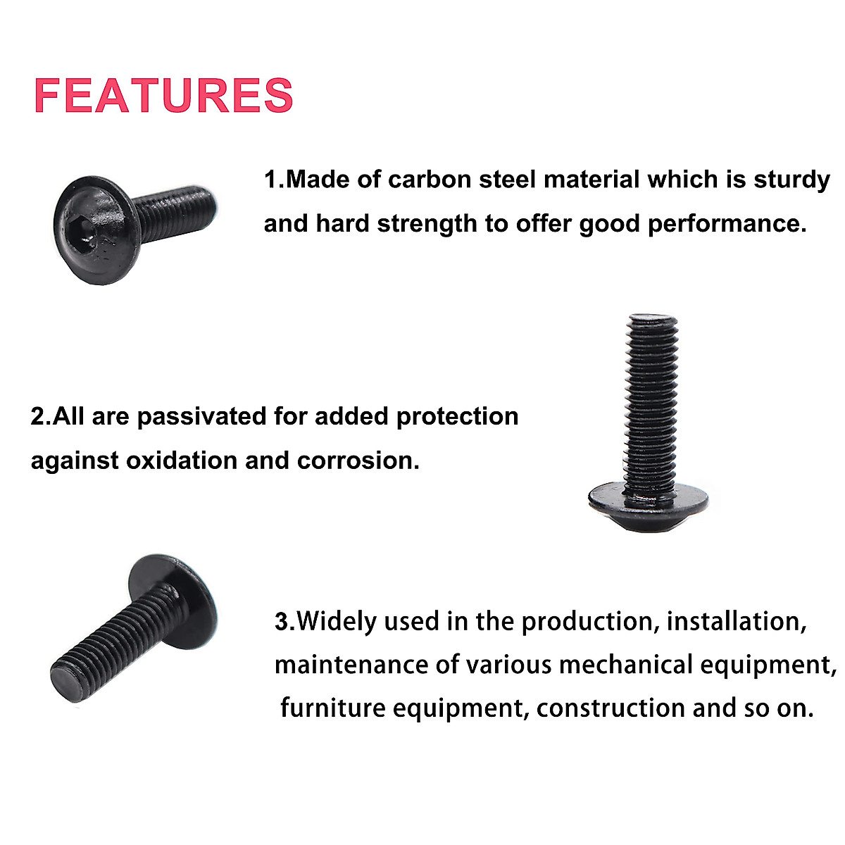 10pcs M8-1.25 x 35mm Flanged Button Head Socket Cap Screw Bolts, Allen Socket Drive, Black Oxide Finish, Carbon Steel 10.9 Grade,DIN7380