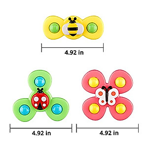Tiyol Suction Cup Spinners, Baby Bath Toys 6-12-18 Months, Window Travel Toys for Toddler 1 2 3 Years Old, Fun Birthday for Infant Boys Girls (3 PCS)