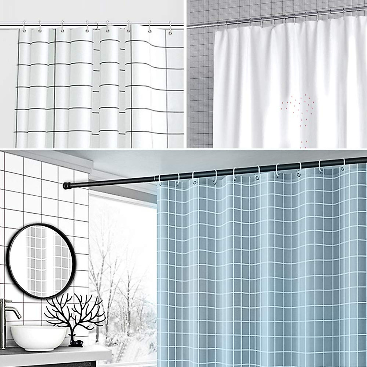 FANDAMEI 36 Pieces Shower Curtain Rings, Plastic Shower Curtain Hooks Hanger for Bathroom Shower Window Rod, C Shaped Shower Hooks for Shower Curtain