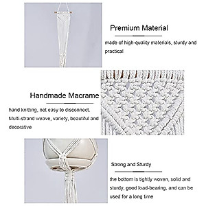 SNUGBERI 6 Pack Macrame Plant Hangers Indoor Outdoor Hanging Planter Basket Handmade Cotton Rope Flower Pot Holder Haning Plant Holder for Indoor Outdoor Boho & Home Decor (White)