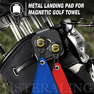 SisterAling Golf Bag Metal Landing Pads for Magnetic Golf Towel,Golf Rangefinder,Golf Flask,Golf Speaker- Quick Access to Magnetic Golf Equipment and Accessories-Gift for Golfers-US Patent
