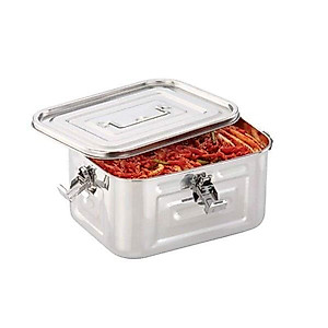 TULGIGS Stainless Steel Rectangular Kimchi Food Storage Container (5L / 168oz / 10.6")