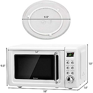 Moccha Compact Retro Microwave Oven, 0.7Cu.ft, 700-Watt Countertop Microwave Ovens w/5 Micro Power, Delayed Start Function, LED Display, Child Lock (White)