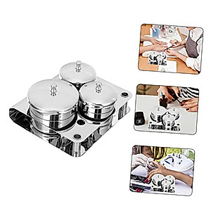 NIYANGLE 5 Sets Nail Dappen Dish Nail Holder Guasha Tool Metal Tray Nail Tool Kit Uñas Acrilicas Nail Art Use Cup Nail Art Cleaning Tool Nail Liquid Holder Nail Brush Nail Polish Bracket