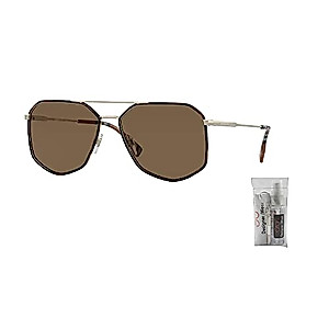BURBERRY Ozwald BE3139 110973 58MM Light Gold/Dark Havana/Brown Irregular Sunglasses for Men + BUNDLE With Designer iWear Complimentary Eyewear Kit