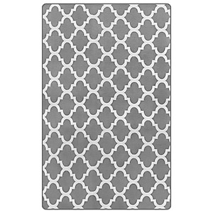 Morroccan Modern Area Rug for Living Room Bedroom, 4x6 ft Low Pile Shag Geometric Bedroom Area Rug Small Entry Rug Floor Carpet for Kids Room Nursery Office Home Decor Aesthetic, Light Grey & White