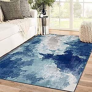 LUXE WEAVERS Modern Watercolor Painting Abstract Blue 5x7 Area Rug