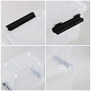 Fiazony 4-Pack 24 Quart Storage Box, Clear Plastic Storage Bin with Wheels
