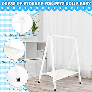 Queekay Kids Clothing Rack Kids Garment Rack for Baby Shower Pets Dolls Baby Dress up Storage Wooden Clothes Organizer with Storage Shelf Hanger Rack(White, Medium)