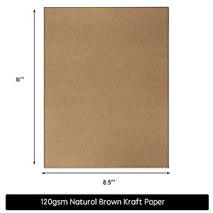 120 Pack Kraft Paper - Brown Stationery Paper- Brown Craft Paper For Arts and Craft, Drawing, D.I.Y. Projects - Letter Size Kraft Paper - Laser & Inkjet Printer Compatible - 8.5 x 11 Inches