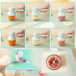 NAYAHOSE Hand Mixer Electric Garlic Chopper Egg Beater, Cordless Handheld Food Processor with 300ML Glass Container, 3 Speed Adjustable, USB Rechargeable Electric Whisk for Cooking Baking