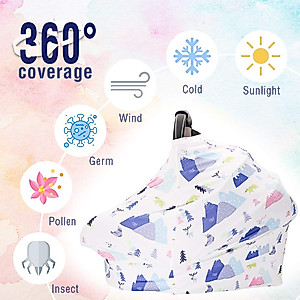 GFU Baby Car Seat Cover for Baby Boys and Girls, Carseat Canopy for Infant, Multi- use Nursing Covers, Stretchy Baby Car Seat Cover for Stroller/High Chair/Shopping Cart/Car Seat Canopies