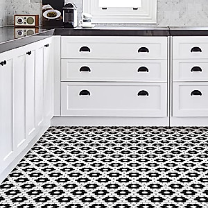 FloorPops FP3931 Biscotto Peel & Stick Floor Tiles, Black (Pack of 2)