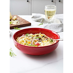 LE TAUCI Pasta Bowls 45 Oz+ Soup Bowls with Handles 28 Oz, Red