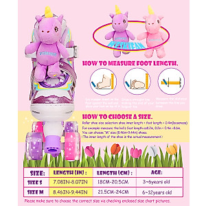 Unicorn Doll Kids Toddler Roller Skates for Girls,WESKIFAN Quad Skating Shoes With Shiny Light up Wheels&Adjustable Sizes Beginners rollerskates for Birthday Xmas Gifts,Patines para Niñas Niños