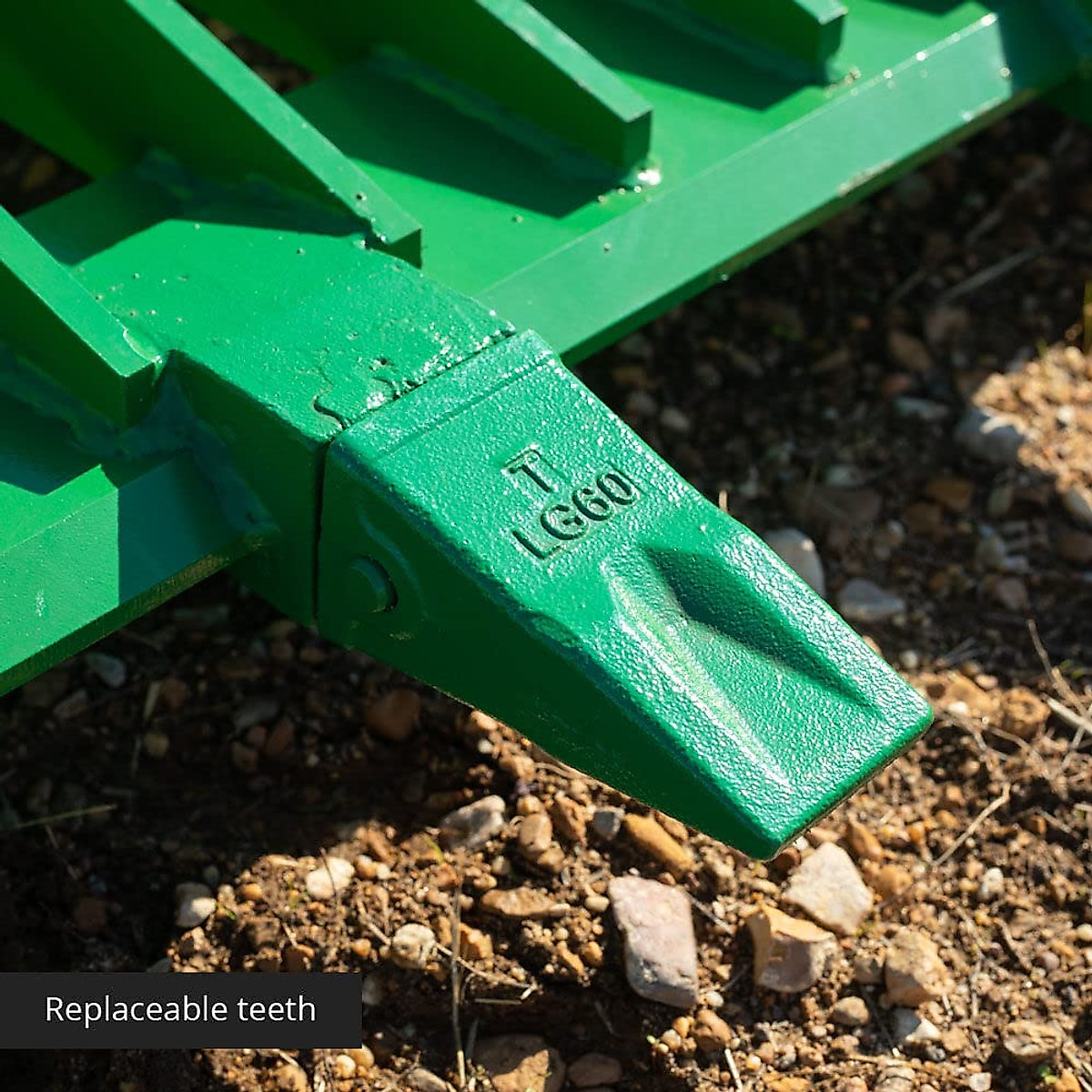 Titan Attachments 48in Fine Grade Skeleton Rock Bucket with Teeth for John Deere Loader with Hook and Pin Connection