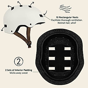 Retrospec Dakota Bike Helmet - Skateboard Helmet Premium Protection Multi-Sport Bike, BMX, Skating, Scooter, and Skate Helmet 10 Vent ABS Hard Shell Shock Absorption with 2 Detachable Washable Liners