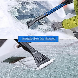 COFIT 36" Car Snow Brush Long Handle, 2 in 1 Extendable Ice Scraper for Windshield, Detachable Snow Removal Tool, Comfortable Clean Brush Scratch Free for RV, Truck, SUV, Windows, Roof, Exterior, Blue