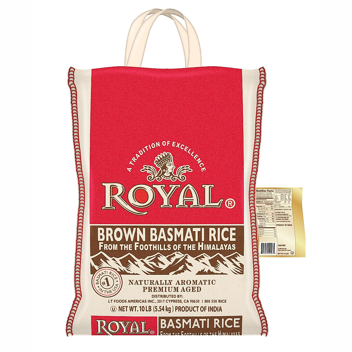 Authentic Royal Basmati Brown Rice, 10 Pounds, Whole Grain, Naturally Gluten Free and Vegan