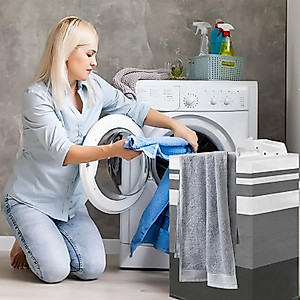 UrbAmerican 1-Pack Large Laundry Basket, Waterproof, Freestanding Laundry Hamper, Collapsible Tall Clothes Hamper with Extended Handles for Clothes Toys in the Dorm and Family