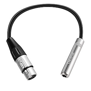 Devinal XLR Female to 1/4" Female calbe, 3 Pin XLR Female to 6.35mm Socket Audio Cord, XLR Jack to TS/TRS Quarter inch Adapter Connector Converter Metal Construction 1 feet (30 cm)