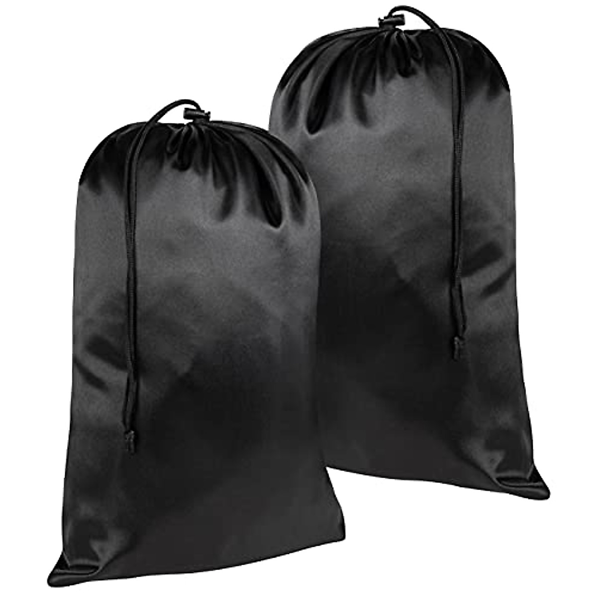 Satin Bags with Drawstring and Toggle - Cinch and Ditty Pouch for Travel, Bedroom and Wardrobe (10 x 15 inch - 12 pack, Black)