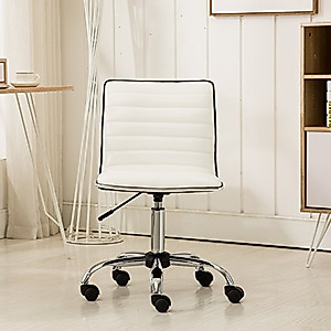 Roundhill Furniture Fremo Chromel Adjustable Air Lift Office Chair in White