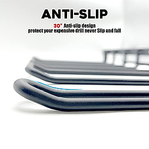 2 Pack Drill Holder, Power Tool Organizer Wall Mount, 80lb Heavy Duty Bearing Capacity Garage Storage, 4 Cordless Metal Shelf, Utility Storage Rack for Dewalt Cordless Tools Father Day Gifts